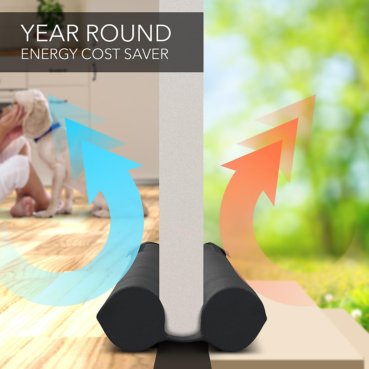 Easy to Install Under Door Draft Stopper - Thicker 2" Foam Strip Blocks 50% More Noise, Wind - Seal Bottom of Doors 30" to 36" - Interior Front Door Sweep, Blocker, Soundproofing - Everlasting Comfort