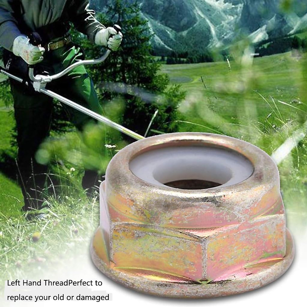 HCJspring 2Pcs Blade Nut Universal M10x1.25 Left Hand Thread Blade Nut String Trimmer Replacements for Brush Cutter Gear Head Blade Case Accessories