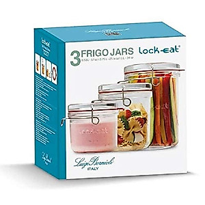 Luigi Bormioli Lock-Eat Frigo Jars, 3 piece set S/M/L, Clear