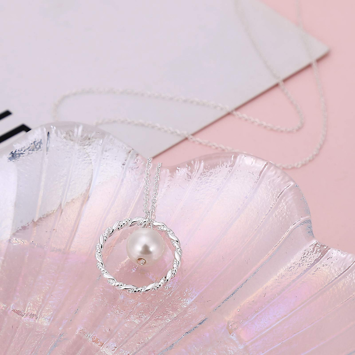 Gifts for Grandma Sterling Silver Twisted Eternity Ring with Pearl Necklace for Grandmother from Grandchild Best Grandma Gifts Jewelry Birthday Christmas Gifts Mother's Day Gifts For Nana