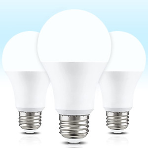 Neporal Full Spectrum Light Bulb, 6000K Natural Sunlight Bulbs, Cool White, 9W 60W Equivalent A19, E26/E27 LED Light Bulbs for Study Office Bedroom Living Room, Pack of 3