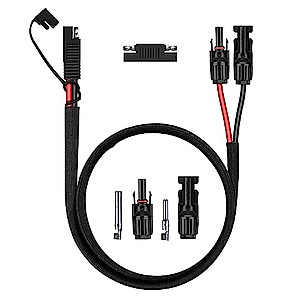 iGreely Solar Panel Connector Cable, 10AWG SAE to Male & Female Adapter PV Extension Cable Wire for RV Solar Panel DC Power Battery Charger with SAE Polarity Reverse Adapter