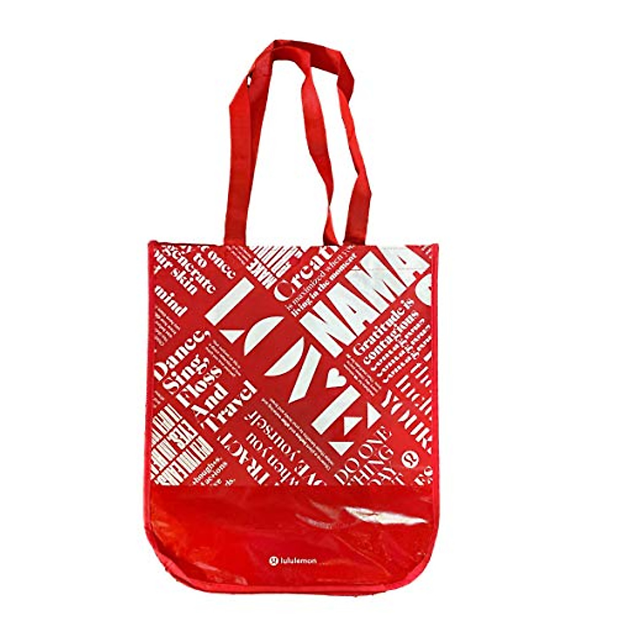 Lululemon Medium LOVE Breathe Deeply Tote Bag Red Silver Black White (Red)