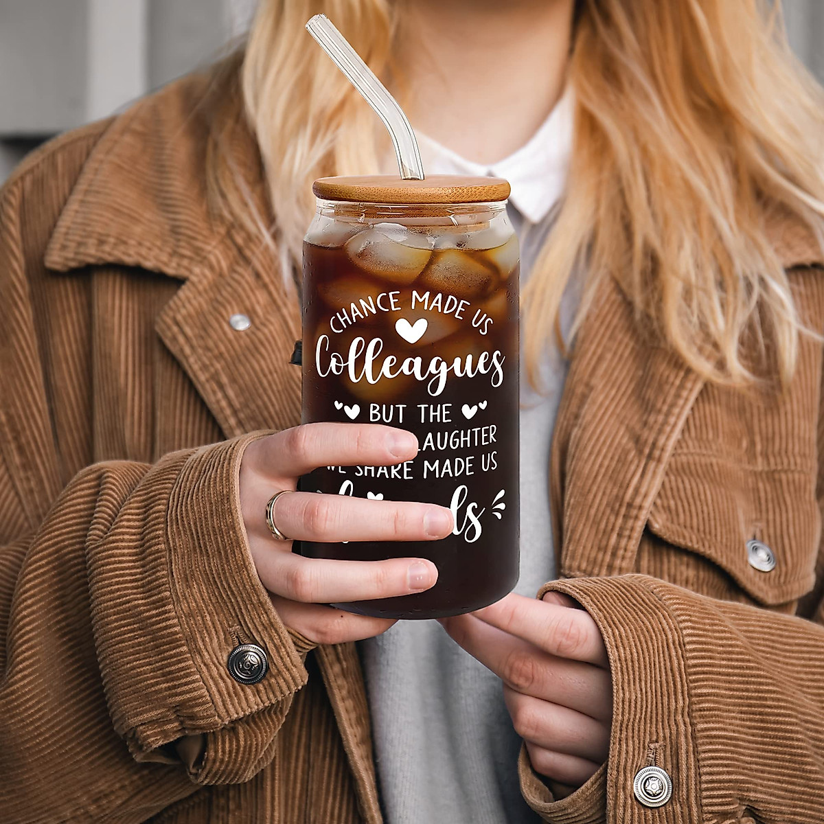 Coworker Gifts for Women - Coworker Leaving Gifts for Women - Farewell Gifts, Going Away Gift for Coworker, Friends - Bestie Gifts for Women Friends - Gifts for Women Birthday Unique - 16Oz Can Glass