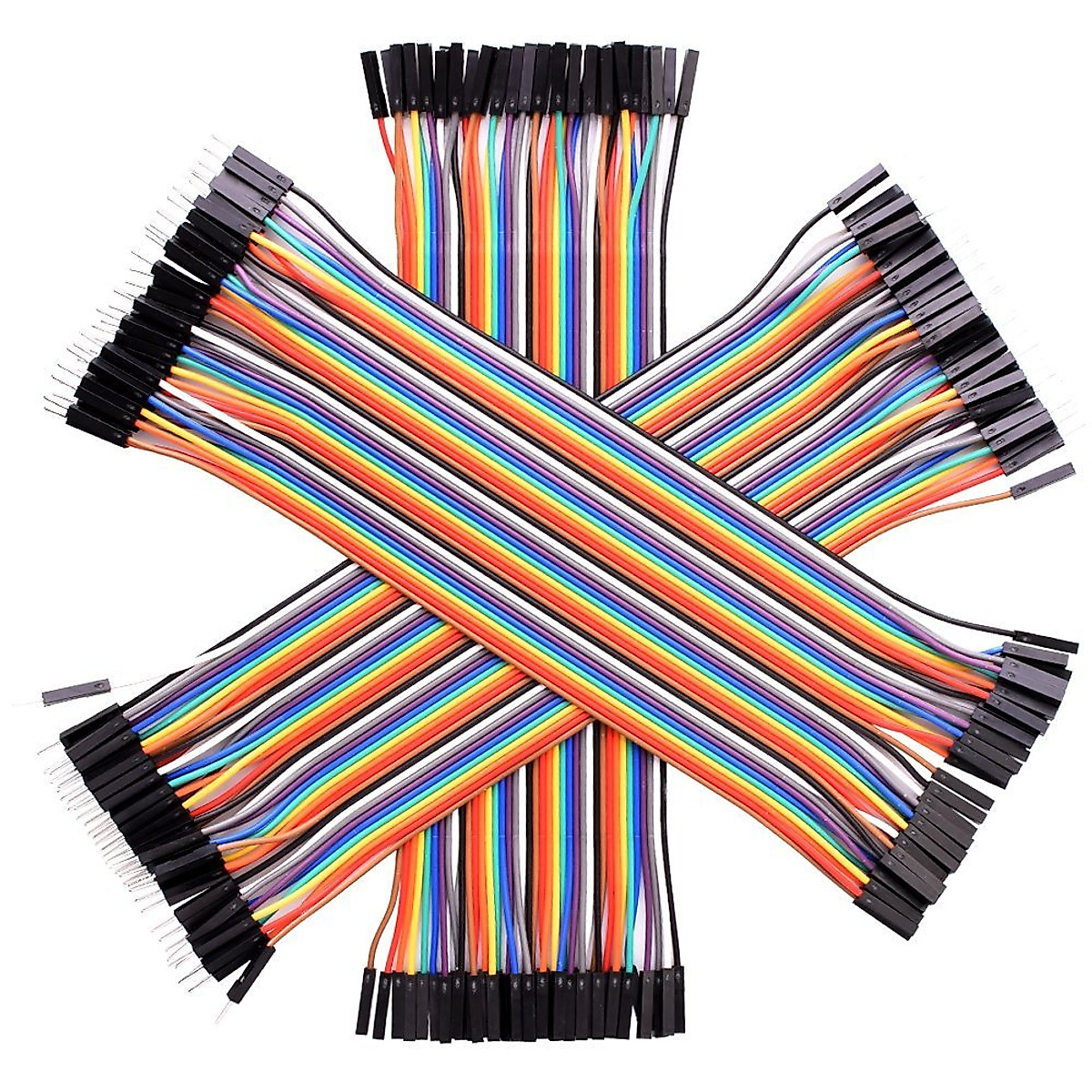 kuman 120pcs Breadboard Jumper Wires for Arduino Raspberry Pi 3 40pin Male to Female, 40pin Male to Male, 40pin Female to Female Ribbon Cables Kit Multicolored Pack K45