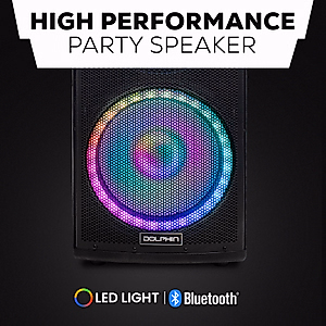 Dolphin SPX-280BT - Powerful DEEP BASS | Dual 15" Woofers, 6500W - Bluetooth Cabinet PA Speaker System with LED Light Show, Ground Shaker, Wireless Mic