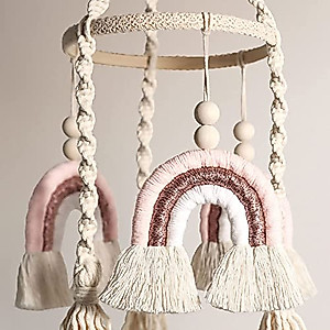 Baby Mobile for Crib - Rainbow Baby Mobile - Crib Mobile for Girls - Boho Crib Mobile - Boho Nursery Decor - Mobile for Bassinet, Pack N Play - Pink