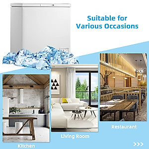 PETSITE 5 cu ft Chest Freezer, Compact Deep Freezer w/ 7-Grade Adjustable Temperature, Removable Storage Basket & 2 Wheels, Quiet & Energy-saving Freezer for Kitchen Apartment Office, White