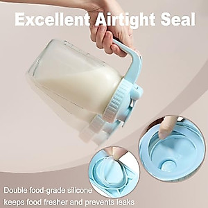32oz Glass Pitcher with Lid & V-shaped Pour Spout - 1 Quart Breastmilk Pitcher Double Leak Proof, Creamer Container for Sun Tea, Juice, Cold Brew Coffee, Breastmilk Storage Container