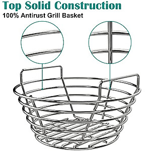 EasiBBQ 10-inch Charcoal Ash Basket for Small Big Green Egg, Kamado Joe Classic and Other Similar Grills, Heavy Duty Stainless Steel.