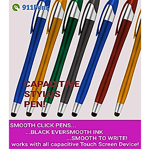 Personalized Writing Ink Ballpoint Novelty Pens, Custom Printed with Your Logo & Text"Click to Write - Click for Stylus Tip!" Works with Android, iPhone, iPads (Pack of 70 Pens - Green Barrels)