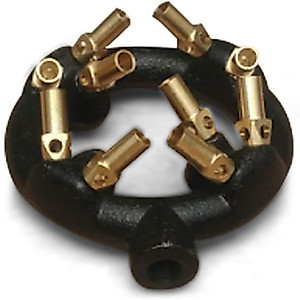 Natural Gas Jet Burner For Chinese Wok Range, Grilling, Stir Fry - Cast Iron Body Round Nozzle Jet Burner with 10/20/23/32 Brass Tips - Up 80,000 BTU (23 Tip)