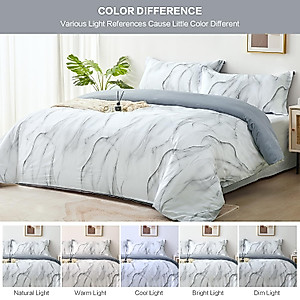 SAPHREAS Marble Printed Duvet Cover Set 3pcs King Size 100% Cotton Bedding Comforter Cover Set 1 Duvet Cover 2 Pillow Shams with Zipper