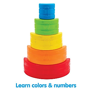 Kidoozie Musical Stack & Learn Rainbow - Stacking Activity Toy for Infants and Toddlers 6-24M - Motion Activated Lights and Sounds - Encourages Early Learning and Fine Motor Skills