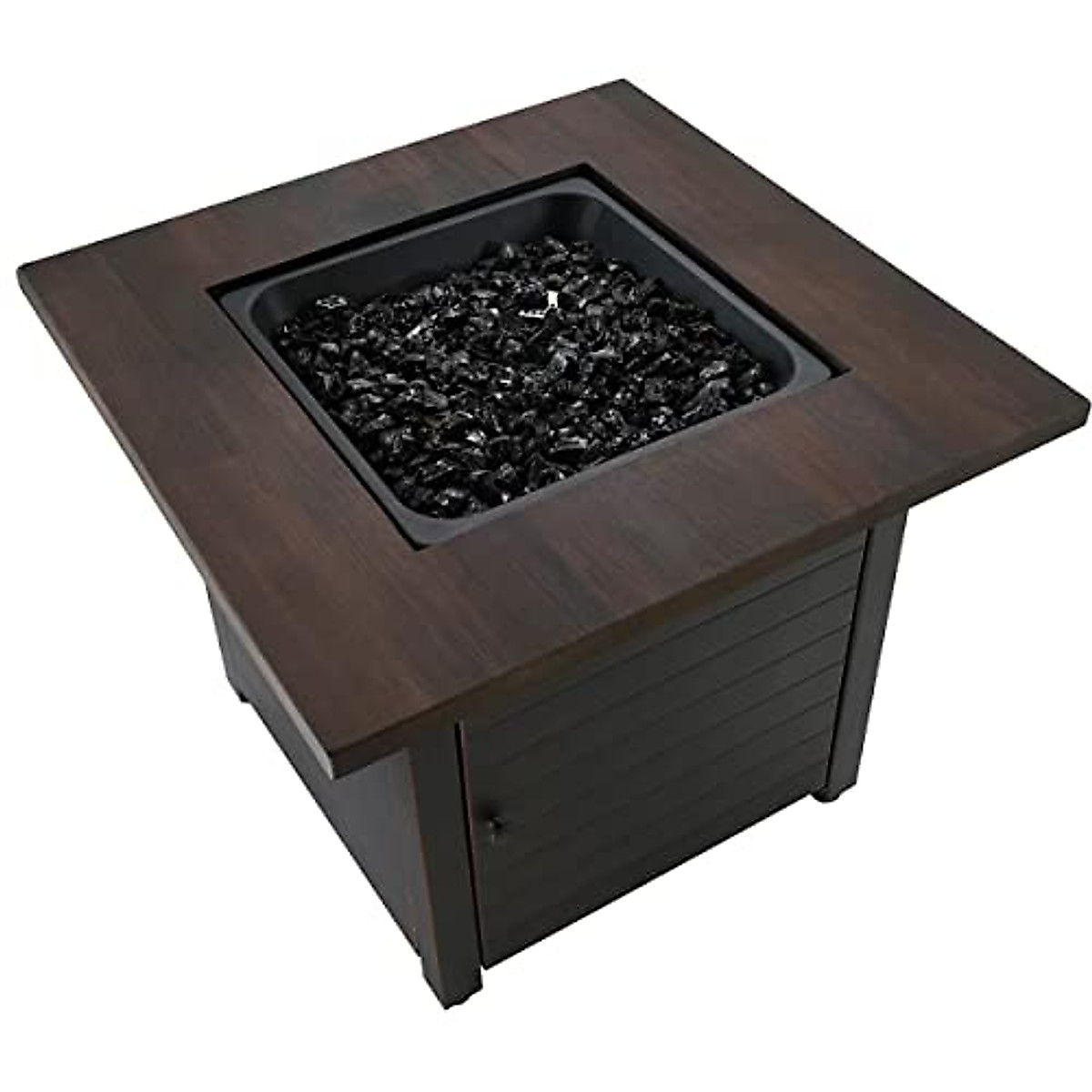 Endless Summer, The Spencer, Square 30" Outdoor Propane Fire Pit, Includes Black Fire Glass, Table Insert, & Protective Cover