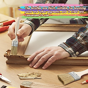 Skylety 100 Pcs Chip Paint Brushes Bulk 1 Inch 2 Inch Assort Size Paint Brushes Household Bristle Paintbrushes Disposable Stain Brushes for Painting, Glue Varnish Oil Stain, Art Crafts Furniture Deck