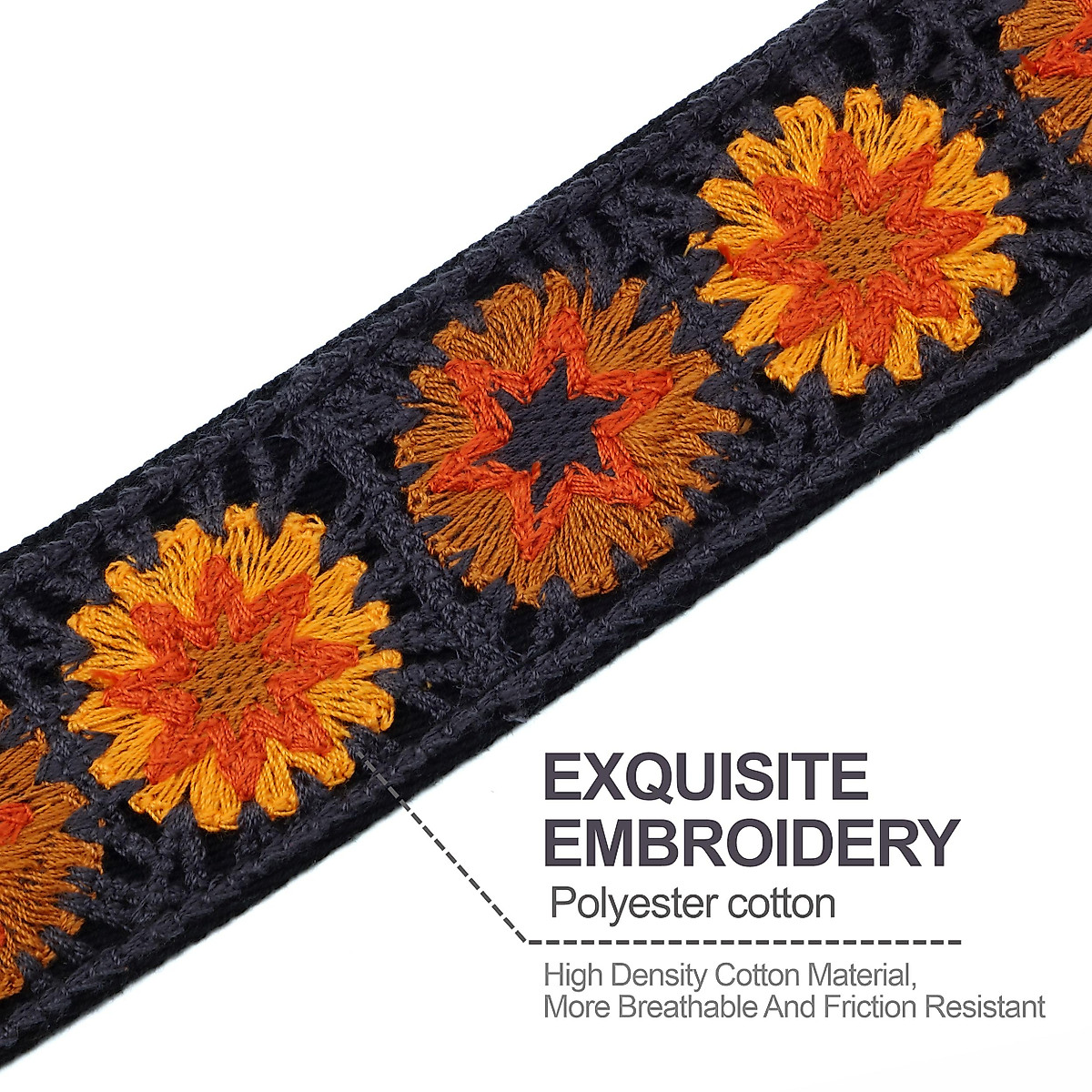 Purse Strap,2" Wide Shoulder Strap Adjustable Replacement,Multi-pattern Crossbody Canvas Bag Handbag Belts for Unisex Handbag,Crossbody Bags,Shoulder Bags(Embroidered sunflower)