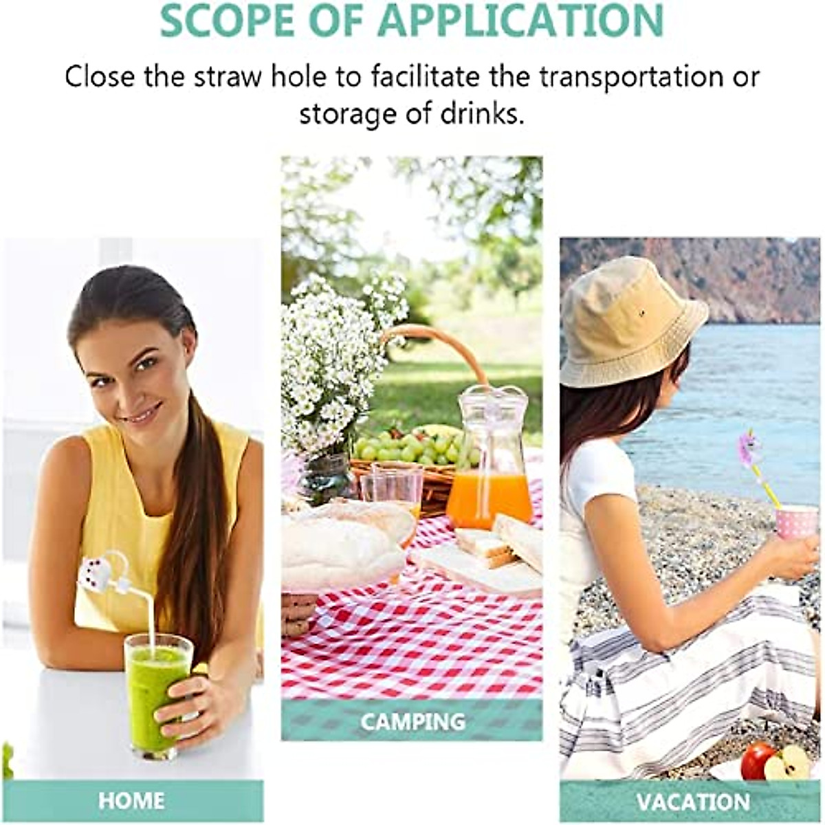 9-Packs Straw Tips Cover Silicone Straw Plugs, Food Grade Silicone Straw Tip Reusable Drinking Straw Covers Plugs Anti-dust Airtight Seal Splash Proof