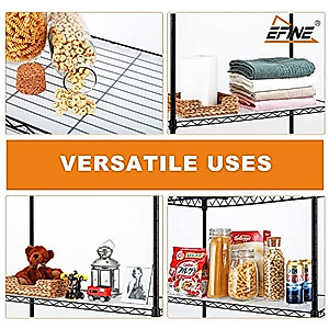 EFINE 4-Shelf Shelving Unit with 8 Hooks and 4-Shelf Liners, NSF Certified, Adjustable Metal Wire Shelves, Shelving Rack and Storage for Kitchen Laundry Bathroom Pantry Closet(23.6W x 14D x 47H) Black