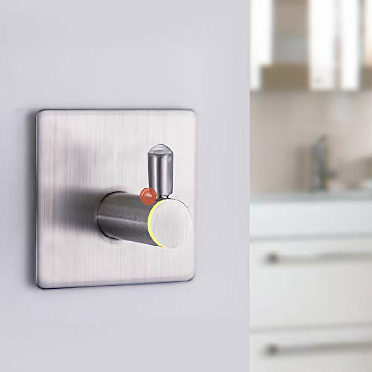 HANZE Adhesive Hooks Wall Hangers Heavy Duty Sticky Hooks Waterproof Stainless Steel Hanger Towel Holder Stcik on Hooks for Hanging Bathroom Kitchen Home Organizer - 4 Pack