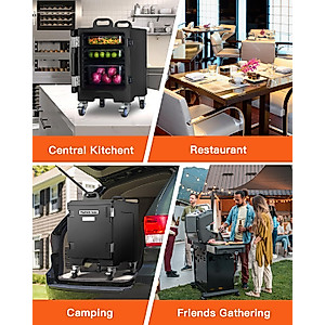 81QT Food Warmer with Wheels,Insulated Food Pan Carrier LLDPE Food Box Carrier Commercial Hot Box Food Warmer for Catering,Front Loading Food Warmer for Restaurant, Canteen, Buffet