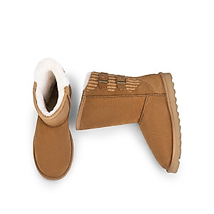 DREAM PAIRS Women's Mid Calf Fashion Winter Snow Boots,Size 9,CHESNUT,SWEATY-BUCKLE