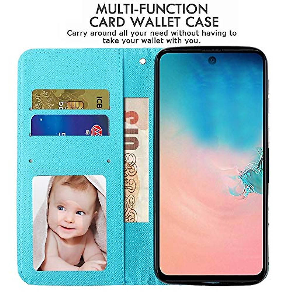 XYX Wallet Case for iPod Touch 7th/6th/5th Generation, Colorful Painted Pattern PU Leather Flip Case Kickstand with Wrist Strap, Marble