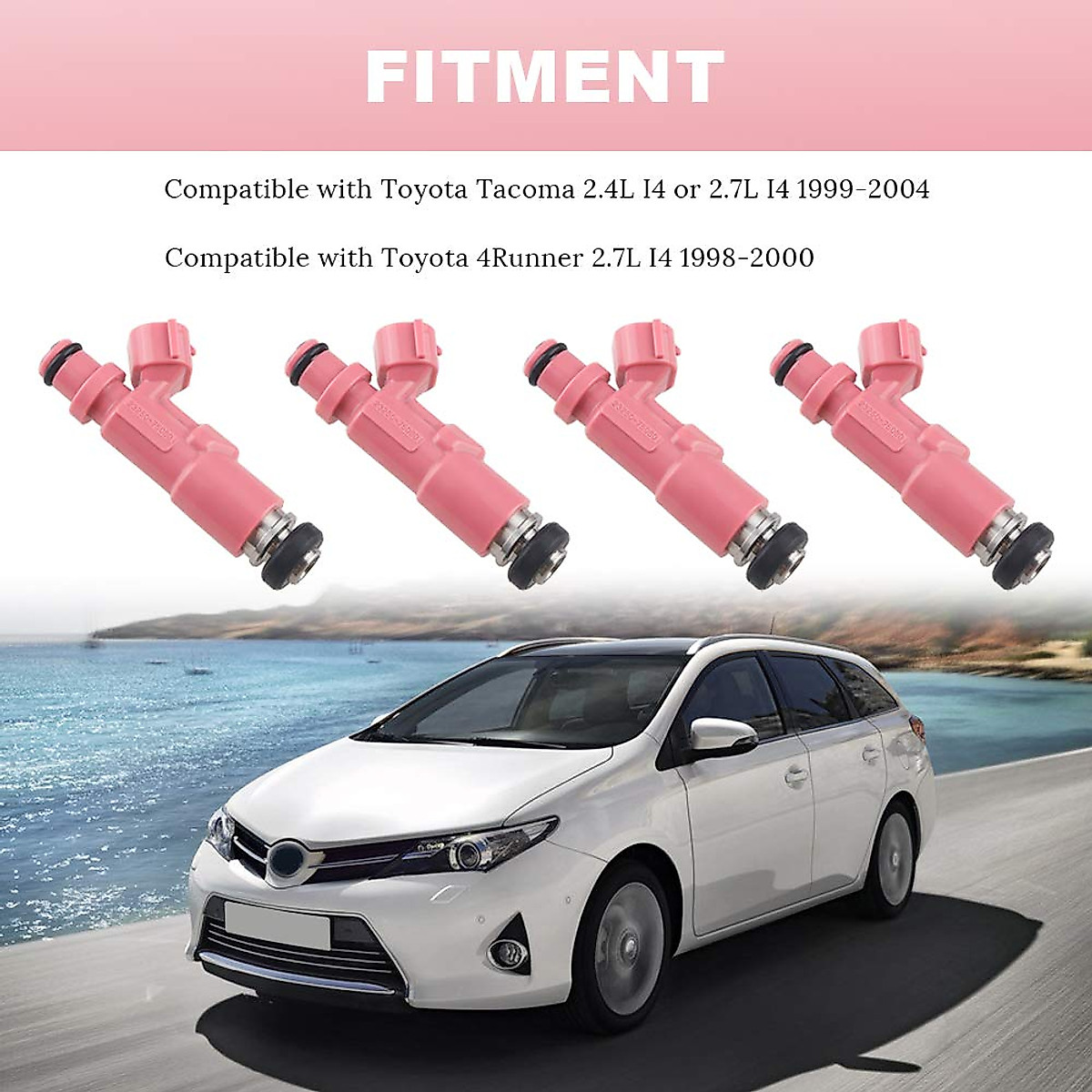 JDMON Compatible with Fuel Injector Toyota Tacoma 2.4L 2.7L 1999 2000 2001 2002 2003 2004 4Runner 2.7L 1998-2000 Replace 23250-75080 Pack of 4