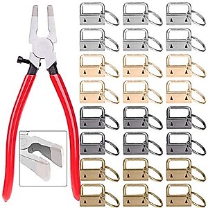 shynek Key Fob Hardware, Keychain Hardware Set Includes 40pcs Key Fob Hardware 1 Inch with Key Fob Hardware Pliers for Wristlet Keychain, Key Lanyard and Key Chain Making Hardware Supplies