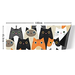 Cute Cat Funny Kitchen Mat and Rug, Floor Mat Anti-Slip Rugs for Kitchen, Floor Home, Office, Sink, Laundry