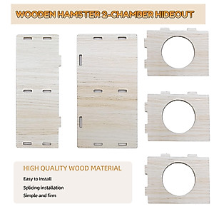Hamiledyi Wooden Hamsters 2-Chamber Hideout-Tunnel Multi Chamber Exploring Toy Hamster Exploring Labyrinth Tunnel Toy for Hamsters Mice
