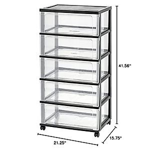 IRIS 110306 110306 5-Drawer Wide Chest, Black