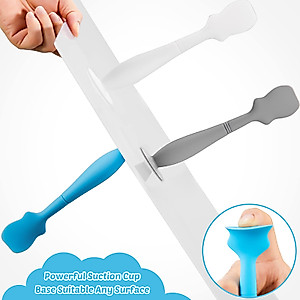 3 Pack Baby Diaper Cream Spatula Applicator Soft Silicone Baby Butt Paste Spatula Diaper Rash Cream Brush for Baby Newborn (Blue, Gray, White)