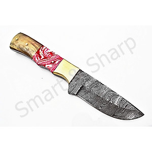 Smart & Sharp Custom Handmade Damascus Steel Hunting Knife/Skinning Knife AA-17236, 17237, 17238, 17239, 17240, 17241 and 17242 (Red & White Resin)