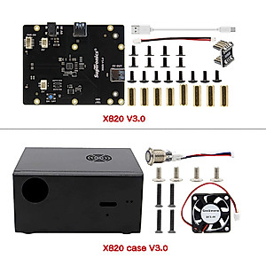 Geekworm for Raspberry Pi 3B+/3B, X820 V3.0 2.5" SATA HDD/SSD Expansion Board + Metal Case with Power Switch and Cooling Fan (Not Include Raspberry Pi)