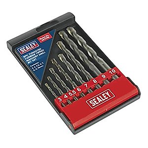 Sealey AK5708 Tungsten Carbide Tipped Masonry Drill Bit Set 8pc, Black