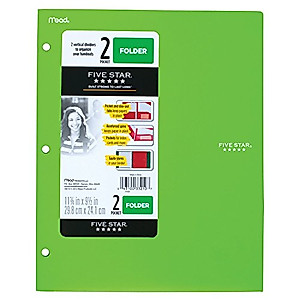 Five Star 2 Pocket Folder, Stay-Put Folder, Plastic, Folders with Pockets, Color Selected for You, 1 Count (33210)