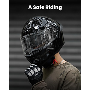 ILM Adult Motorcycle Helmet Dual Visor Flip up Modular Full Face Helmet DOT Model WS206(Matte Black,Medium)