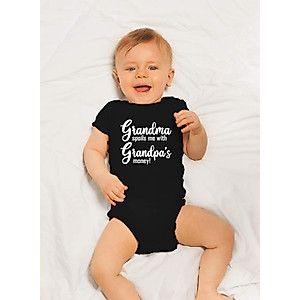 CBTwear Grandma Spoils Me With Grandpa's Money Baby Bodysuit Cute Newborn Clothes Unisex Humor Romper (Newborn, Black)