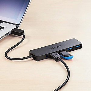 Anker 4-Port USB 3.0 Hub with 5Gbps Data Transfer, Ultra-Slim Data USB Hub [Charging Not Supported], for MacBook, iMac, Surface, Mobile HDD, and More (USB-A,0.7 ft)