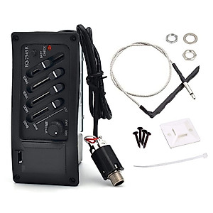 Jiayouy Guitar Pickup 4 Band EQ-7545R Preamp Amplifier Equalizer Tuner Piezo Pickup for Acoustic Guitars