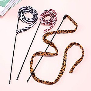 3 Pieces Jungle Cat Wand Cat Teaser Charmer Interactive Cat Toys Wand Fun Cat Kitten Kitty Playing Toy, 3 Styles (Classic Color)
