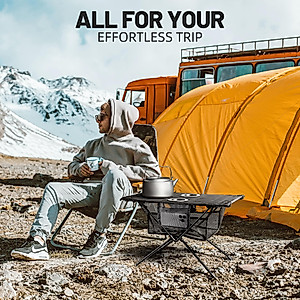 ZUNE LOTOO Portable Camping Table Folding, Small Beach Table Foldable with Drink Holder & Mesh Storage & Carry Bag Compact Camp Tent Side Table for Picnic Tailgate Travel Outdoor Fishing Backpacking