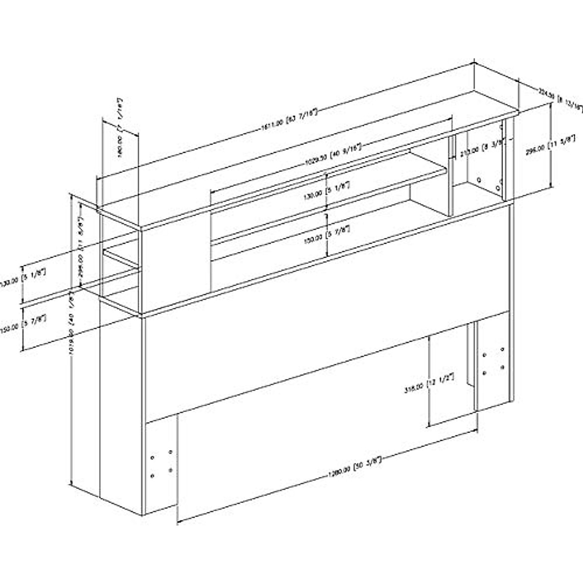 South Shore Vito Bookcase Headboard, Queen, Chocolate