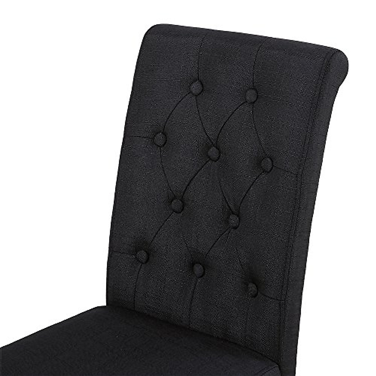 thksbought Set of 6 Upholstered Fabric Dining Chairs with Button-Tufted Details Living Room Chairs (Black Set of 6)
