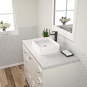 Vessel Sink Rectangular, Dcolora 19" x 15" Bathroom Vessel Sink White Ceramic Porcelain Rectangle Bathroom Vessel Sink Above Counter Vanity Bath Sink Basin
