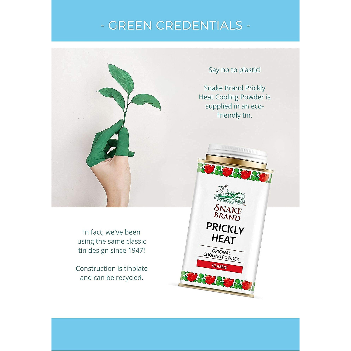 Snake Brand Prickly Heat Cooling Powder for Everyday Use - Anti-Chafing, Heat Rash Relief, Absorbs Sweat, Classic Original Scent (4.9 Oz / 140g)