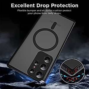 LEKEVO Magnetic Case Designed for Samsung Galaxy S22 Ultra Case [Compatible with Magsafe] Translucent Matte Hard Back with Soft Edge Slim Thin Shockproof Phone Cover (Black)