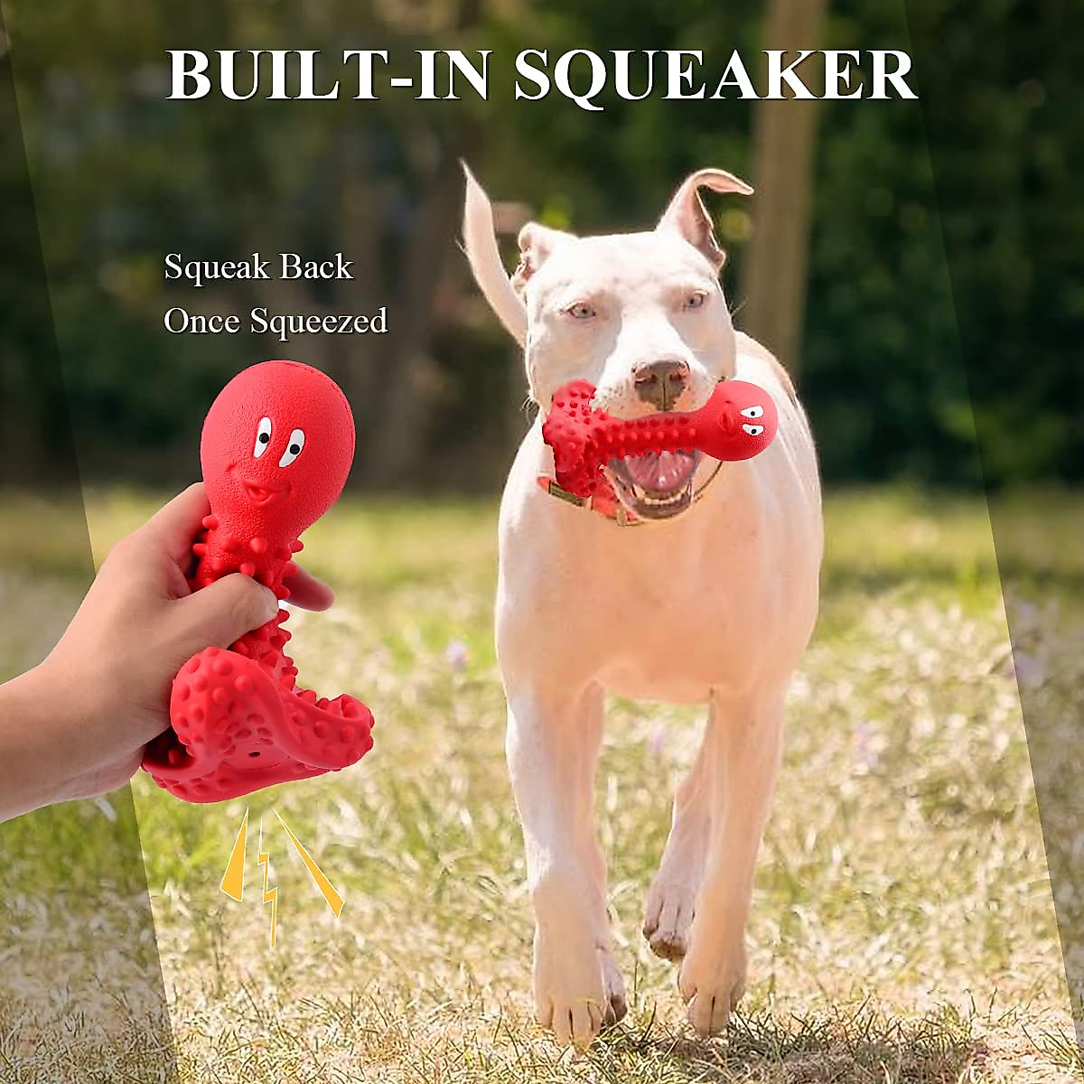 Wieppo Squeaky Dog Toys for Aggressive Chewers Large Breed, Medium Dogs, Natural Durable Rubber Dog Chew Toys