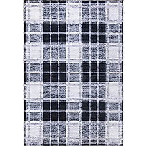 Abani 5' x 8' Rectangular Area Rugs - Cream Grey Farmhouse Plaid Polypropylene, Non-Shedding and Stain Resistant Machine Washable Large Rugs